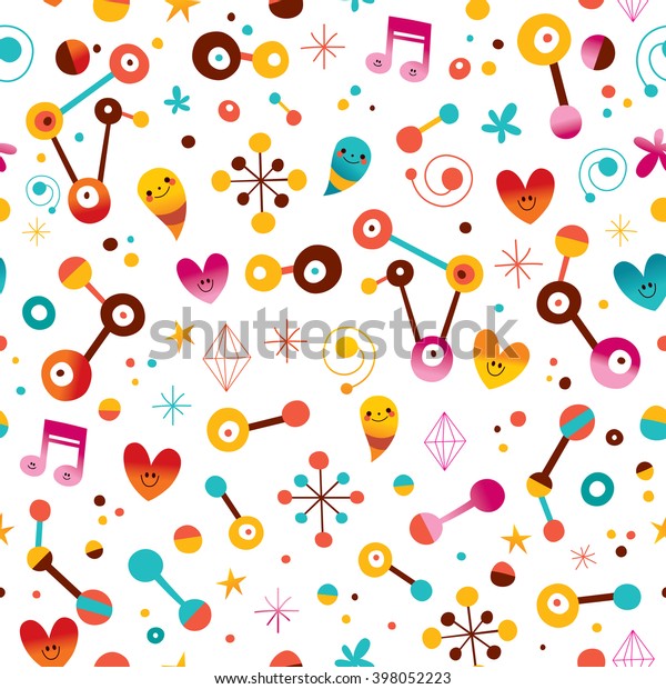 Fun Cartoon Abstract Art Retro Seamless Stock Vector (Royalty Free ...