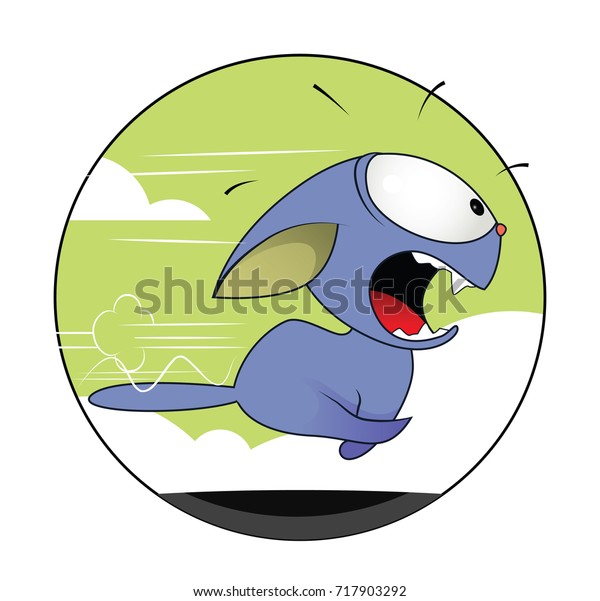 Fun Cartoon Cat Running Away Panic Stock Vector (Royalty Free) 717903292