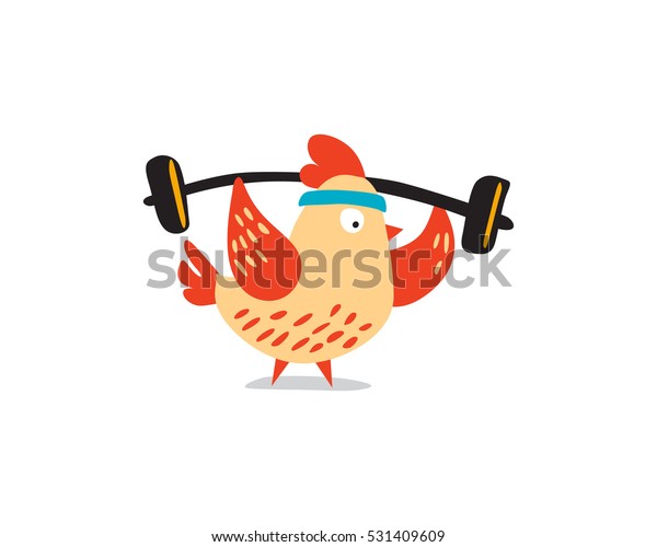 Fun Cartoon Chicken Gym Vector Illustration: เวกเตอร์สต็อก (ปลอดค่า ...