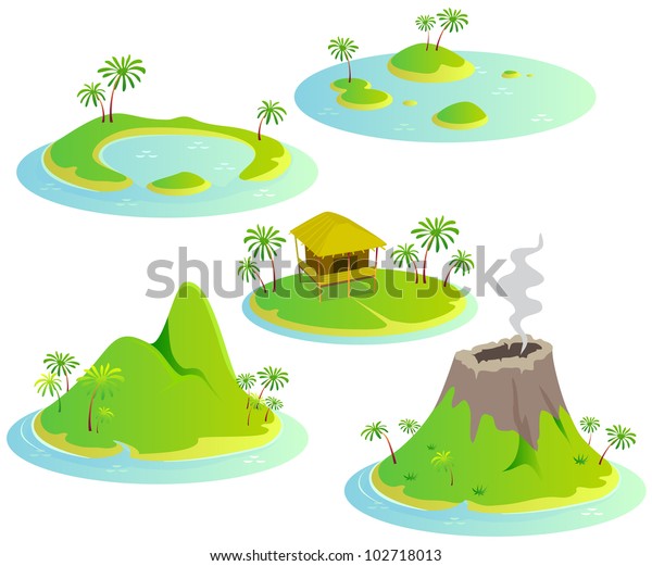 Fun Cartoon Map Elements Islands Each Stock Vector (Royalty Free ...