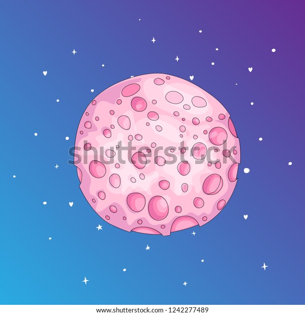 Fun Cartoon Pink Sponge Moon Icon Stock Vector (Royalty Free ...