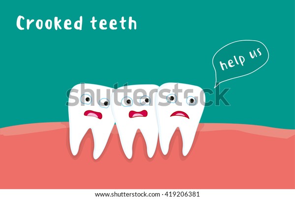 Fun Characters Crooked Teeth Fun Drawing Stock Vector (Royalty Free ...