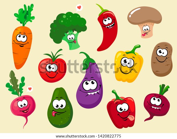 Fun Collection Cartoon Plant Characters Vector Stock Vector (Royalty ...