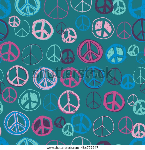 Fun Cute Hand Doodled Peace Sign Stock Vector (Royalty Free) 486779947 ...