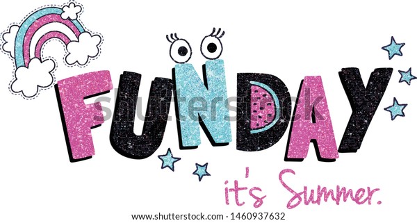 Fun Day Slogan Summer Doodle Stok Vektör (Telifsiz) 1460937632