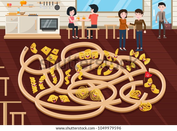 Fun Educational Cute Pasta Cartoon Theme Stock Vector (Royalty Free ...