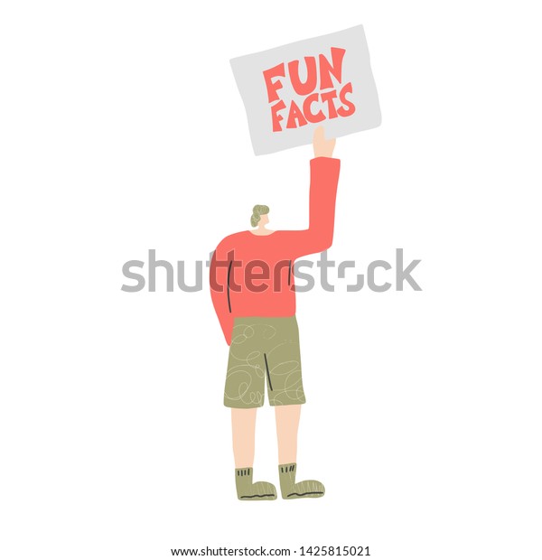 Fun Facts Banner Man Standing Sign Stock Vector (Royalty Free ...