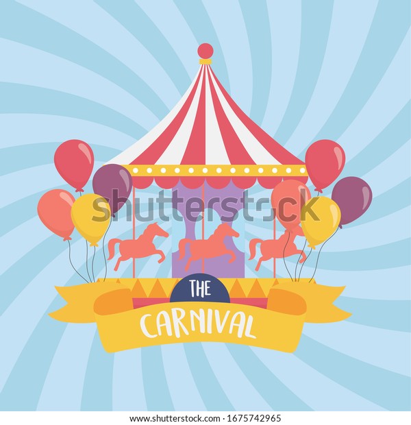 Fun Fair Carnival Carousel Balloons Recreation Stock Vector (Royalty ...