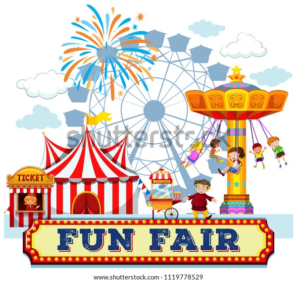 Fun Fair Rides Illustration Stock Vector (Royalty Free) 1119778529