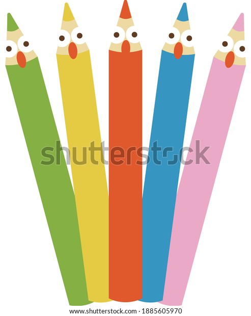 Fun Friends 5 Colored Pencils Stock Vector (Royalty Free) 1885605970 ...