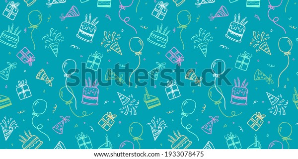 Fun Hand Drawn Party Seamless Background Stock Vector (Royalty Free ...