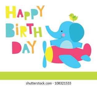 Fun Happy Birthday Card Vector Illustration Stock Vector (Royalty Free ...