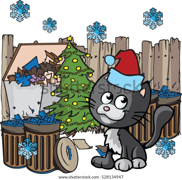 Fun Junkyard Cat Christmas Tree Stock Vector (Royalty Free) 528134947 ...
