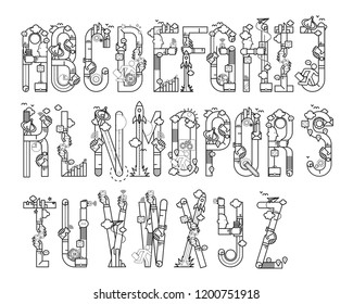 Fun Outline Graphic Font Stock Vector (Royalty Free) 1200751918 ...
