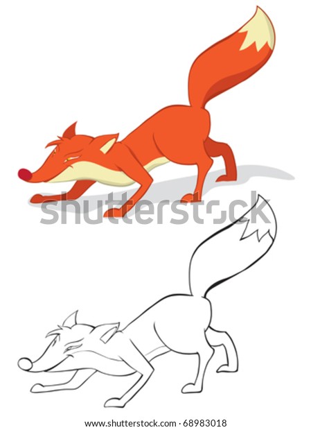 Fun Red Fox Color Outline Stock Vector (Royalty Free) 68983018 ...