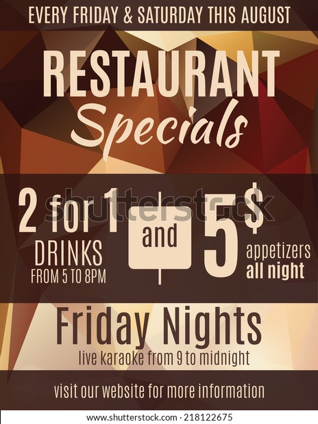 Fun Restaurant Flyer Advertisement Design Template Stock Vector ...