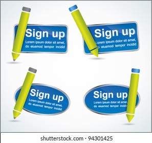 Divertido inscribir icono web2 azul conjunto: vector de stock (libre de ...
