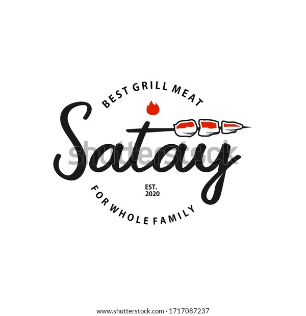 Fun Simple Satay Logo Stamp Badge Stock Vector (Royalty Free) 1717087237