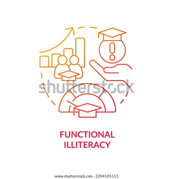 Functional Illiteracy Red Gradient Concept Icon Stock Vector (Royalty ...