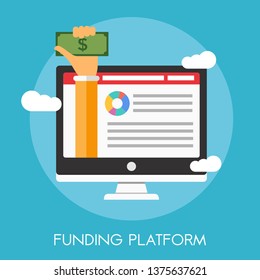 Funding Platform Vector Illustration Computer Laptop Stock Vector ...