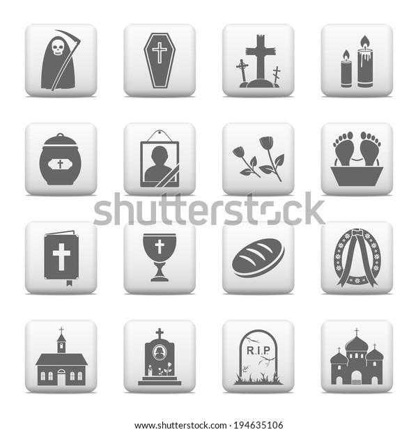 Funeral Burial Icons Web Buttons Stock Vector (Royalty Free) 194635106 ...