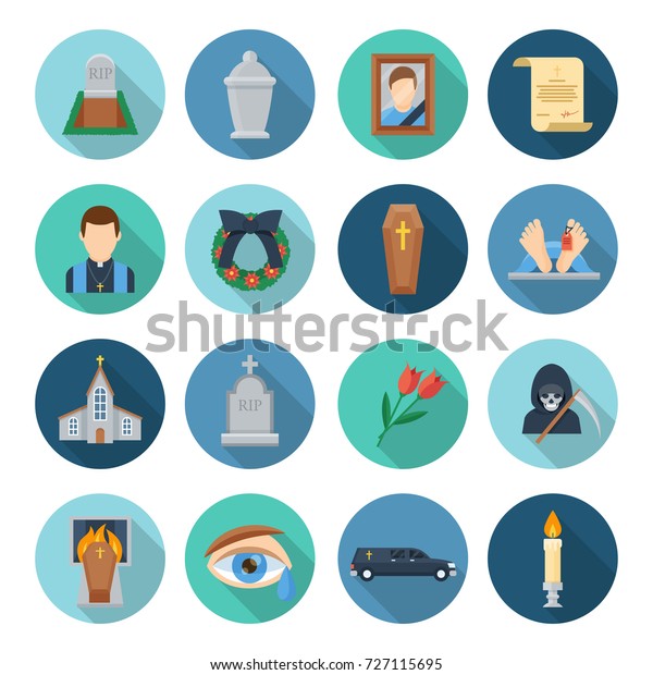 Funeral Icon Set Burial Cremation Rituals Stock Vector (Royalty Free ...