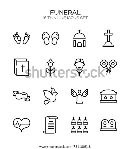 Conjunto de iconos del funeral. Colección: vector de stock (libre de ...