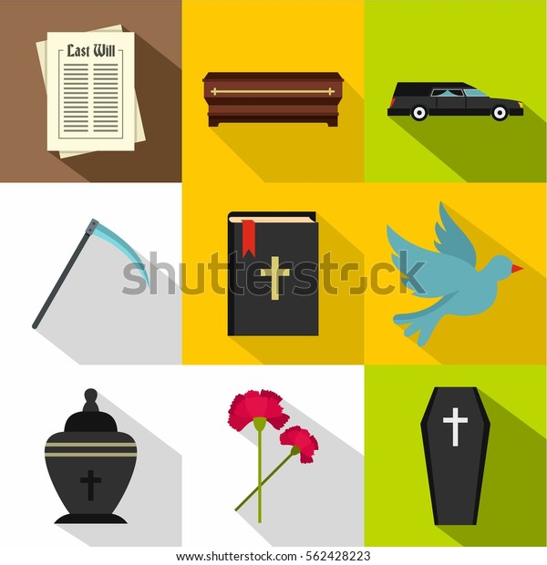 Funeral Icons Set Flat Illustration 9 Stock Vector (Royalty Free) 562428223