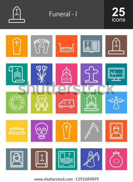 Funeral Line Icons Stock Vector (Royalty Free) 1292684899 | Shutterstock