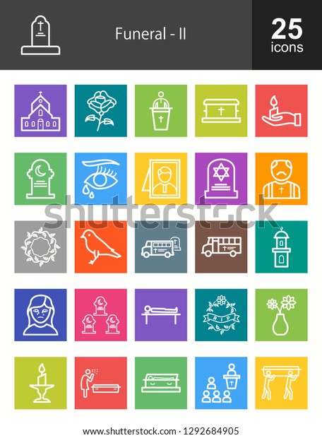 Funeral Line Icons Stock Vector (Royalty Free) 1292684905 | Shutterstock