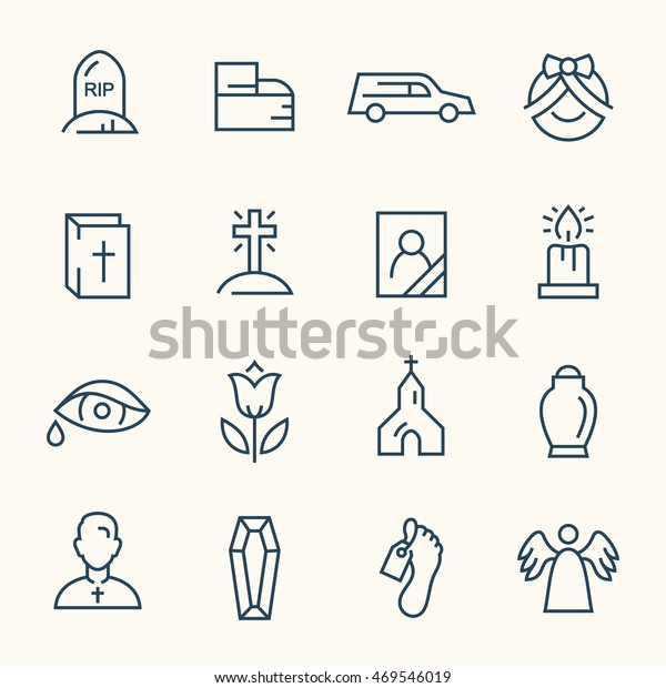 Iconos de línea funeraria