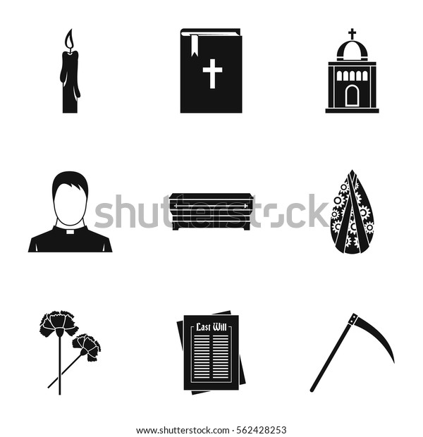 Funeral Services Icons Set Simple Illustration Stock Vector (Royalty ...