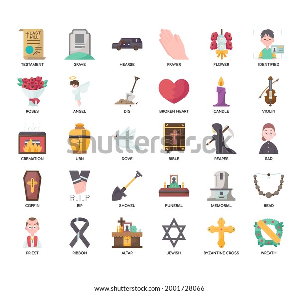 Funeral Thin Line Pixel Perfect Icons Stock Vector (Royalty Free ...