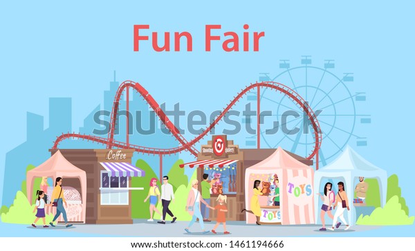 Funfair Flat Vector Illustration Amusement Park Stock Vector (Royalty ...