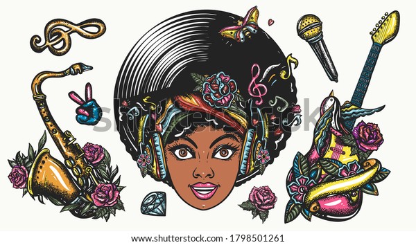 Funk Music Set Color Graphics Elements: стоковая векторная графика (без ...