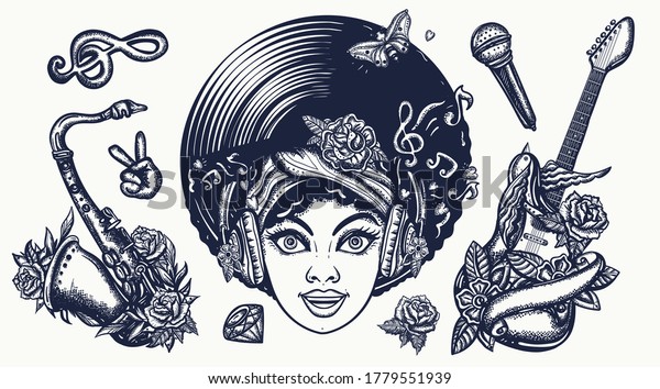 Funk Music Set Tattoo Vector Collection Stock Vector (Royalty Free ...