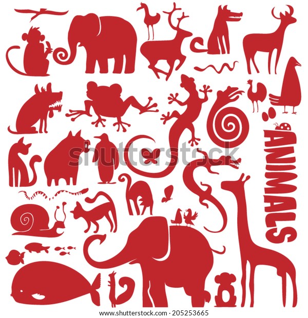 Funky Animals Vector Collection Set Different Stock Vector (Royalty ...