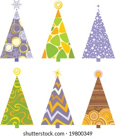Funky Christmas Trees Set 1 Stock Vector (Royalty Free) 19800349 ...
