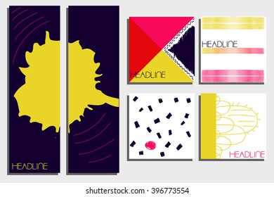 Funky Hand Drawn Card Templates Poster Stock Vector (Royalty Free ...
