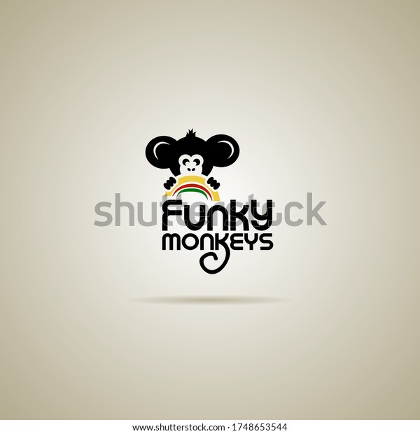 Funky Monkeys Fun Youthful Vector Logo Stock Vector (Royalty Free) 1748653544