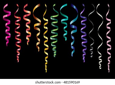 Funky Streamer Set Colorful Serpentine Holiday Stock Vector (Royalty ...