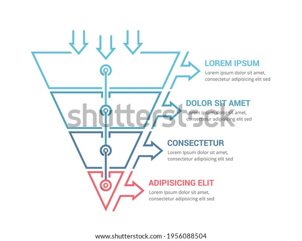 Funnel Diagram 4 Elements Infographic Template Stock Vector (Royalty ...