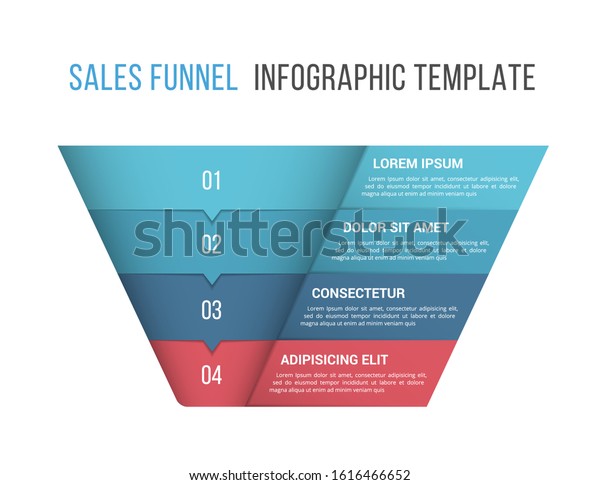 Funnel Diagram 4 Segments Infographic Template Stock Vector (Royalty ...