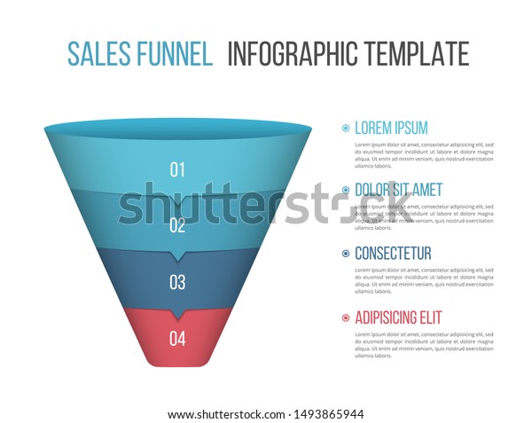Funnel Diagram Four Segments Infographic Template Stock Vector (Royalty ...