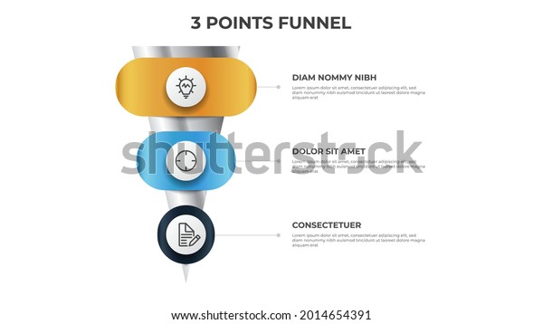 Funnel Infographic 3 Points Diagram Chart Stock Vector (Royalty Free ...