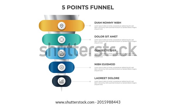 Funnel Infographic 5 Points Diagram Chart Stock Vector (Royalty Free ...