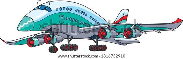 Funny Airliner Plane Eyes Vector Illustration Stock Vector (Royalty ...