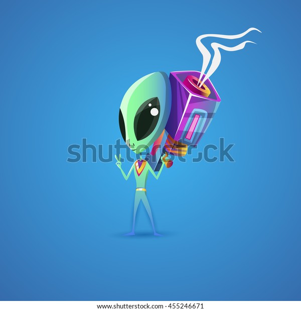 Funny Alien Gun His Hand Isolated Stock Vector (Royalty Free) 455246671 ...