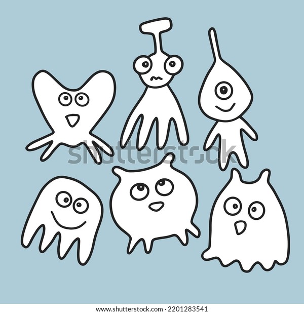 Funny Aliens Doodle Page Coloring Book Stock Vector (Royalty Free ...