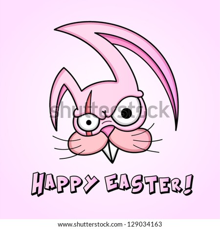 Funny Angry Cartoon Easter Bunny Postcard Stock Vector (Royalty Free ...